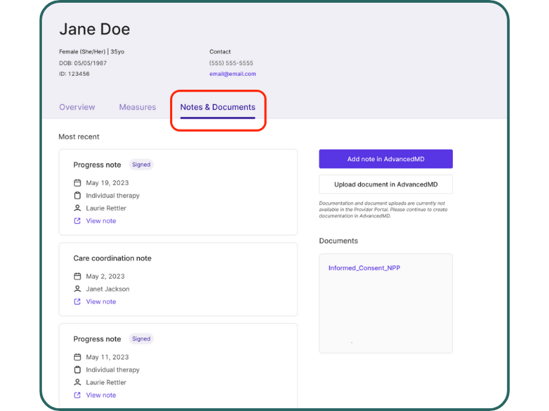 Viewing notes and documents for your clients in the Rula provider ...